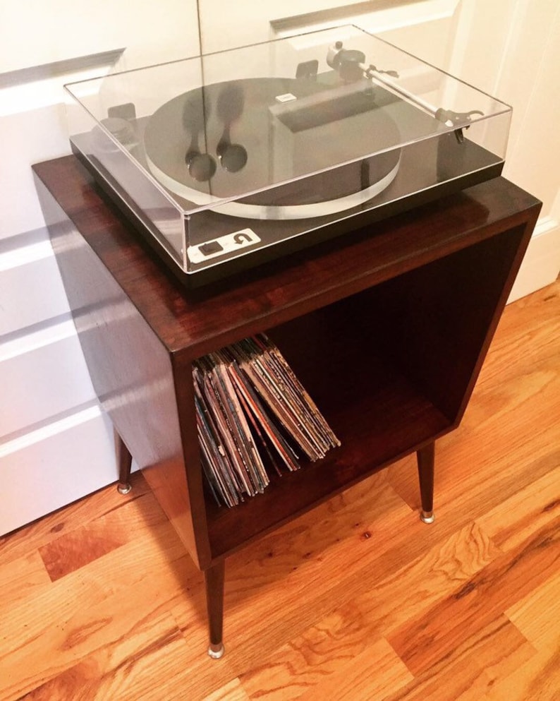 Solid Walnut Retro Mid-century Vinyl Record Player Turntable - Etsy