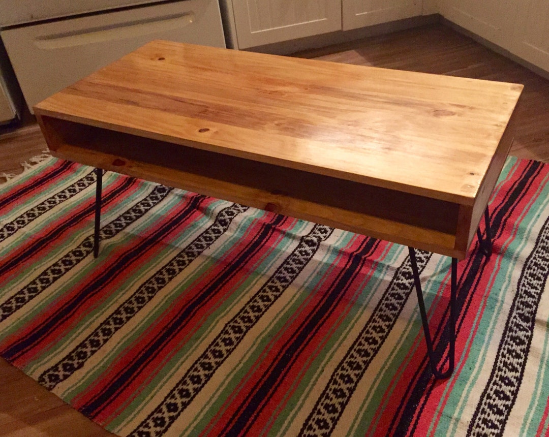 Custom Retro Mid-century Coffee Table on Angled Danish Legs or Hairpin ...