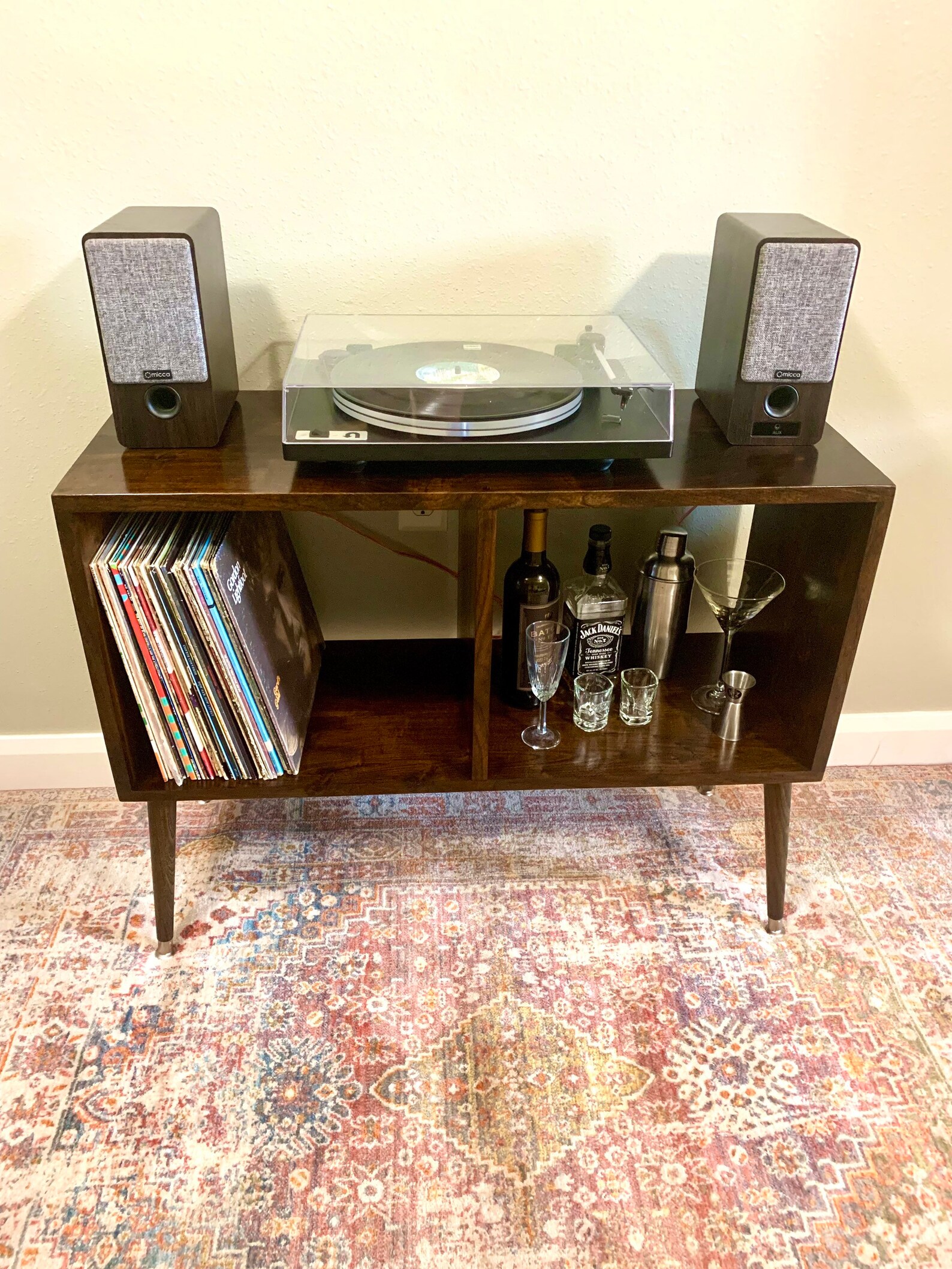 Solid Walnut Oak or Alder Mid-century Modern Retro Vinyl - Etsy