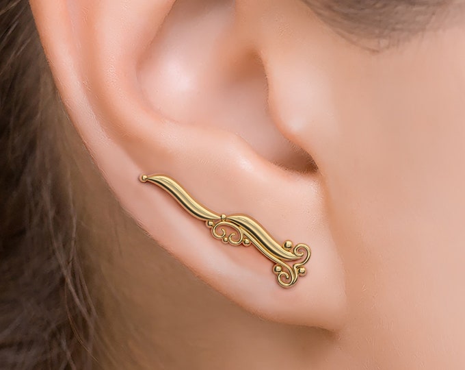 3mm Garnet EAR CLIMBER Earrings // 14k Rose Gold Filled Ear Pins - up ...