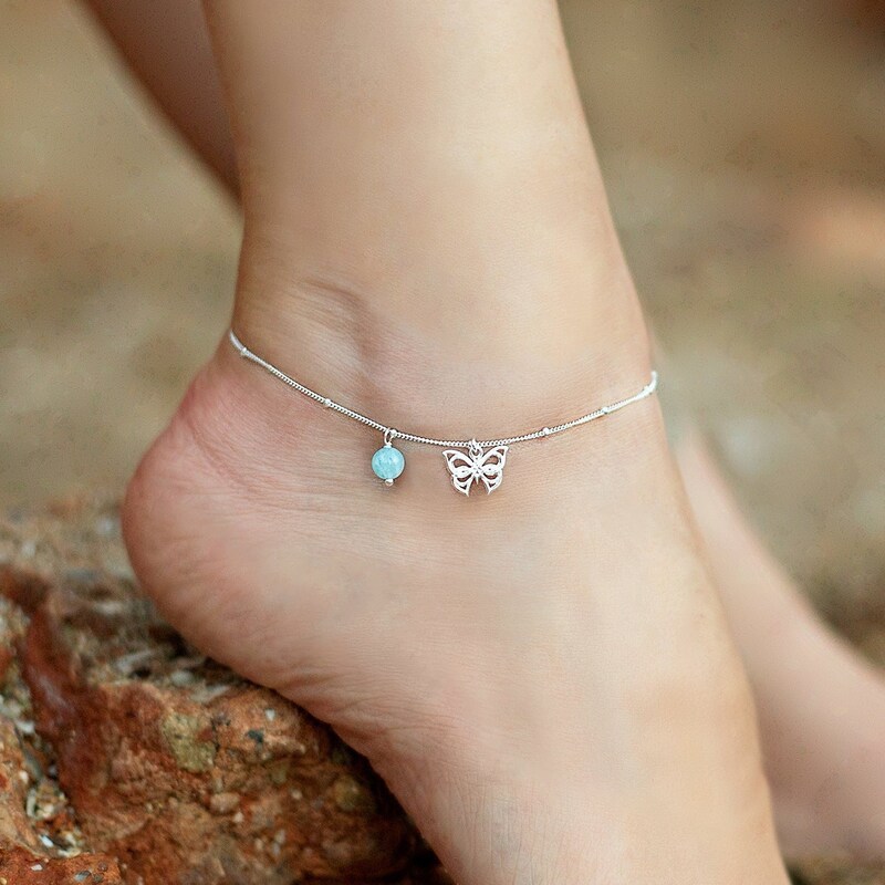 Aquamarine Anklet - Etsy