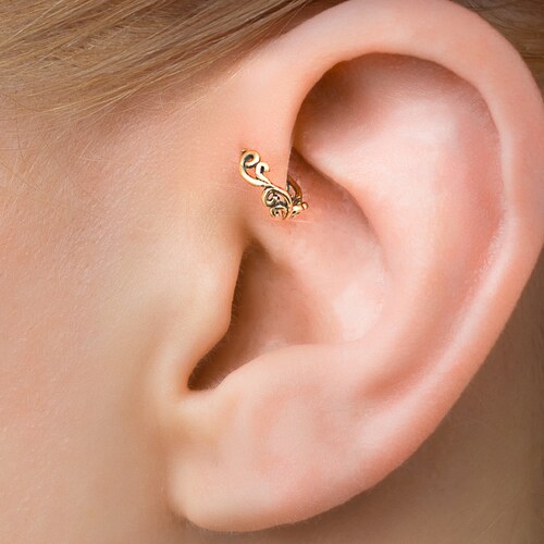 Gold Rook Earring 14k Gold Cartilage Hoop Conch Earring - Etsy