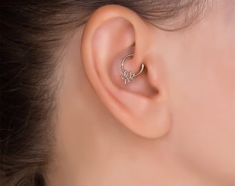 Lotus Flower Daith Earring Daith Jewelry Gold Daith Hoop Lotus Petal Earring Daith Ring Indian Jewelry Gold Piercing Rook Piercing Etsy