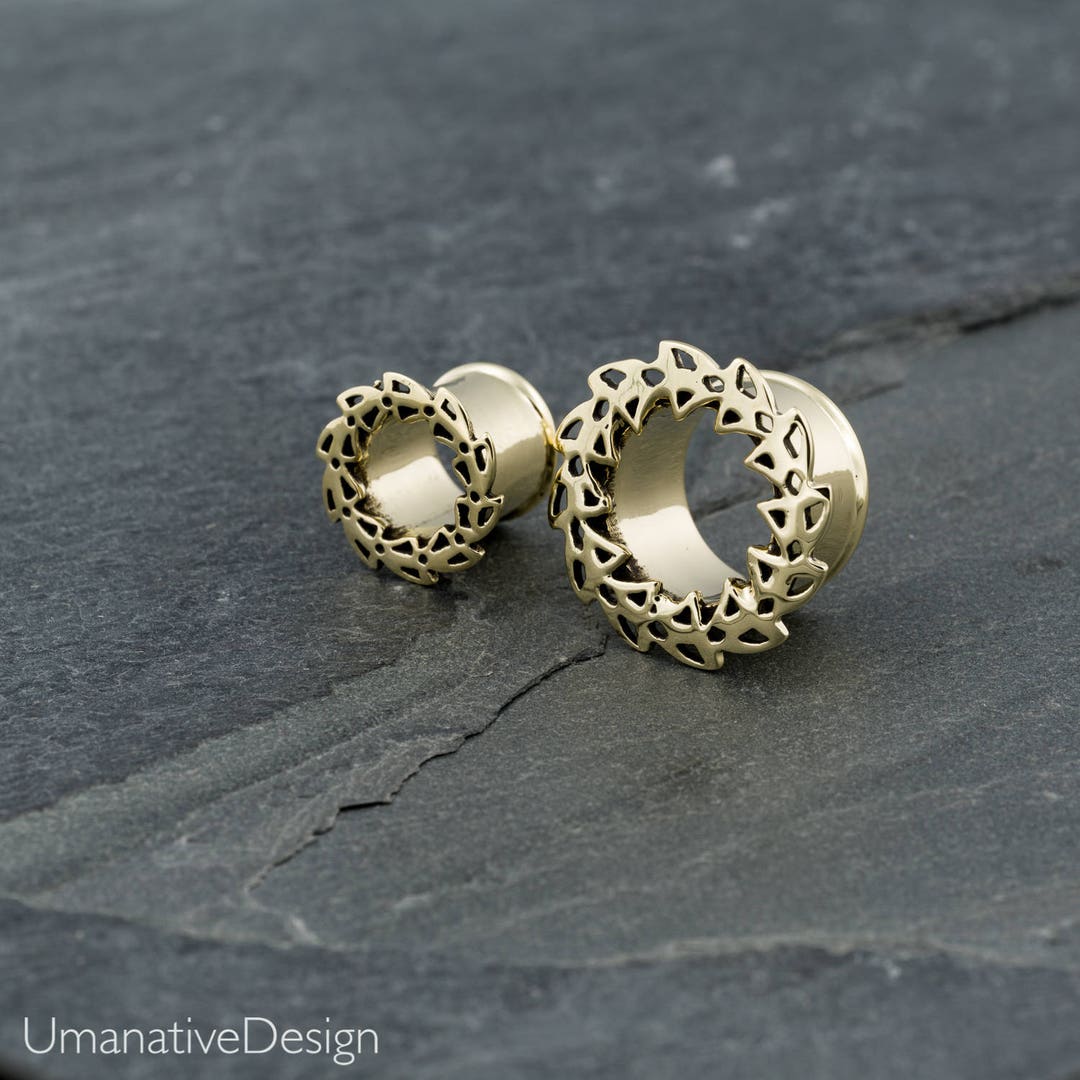 Unique Ear Gauges. 4m-12mm 6g 2g 0g 00g 000g. Tribal Flower Ear Plugs ...