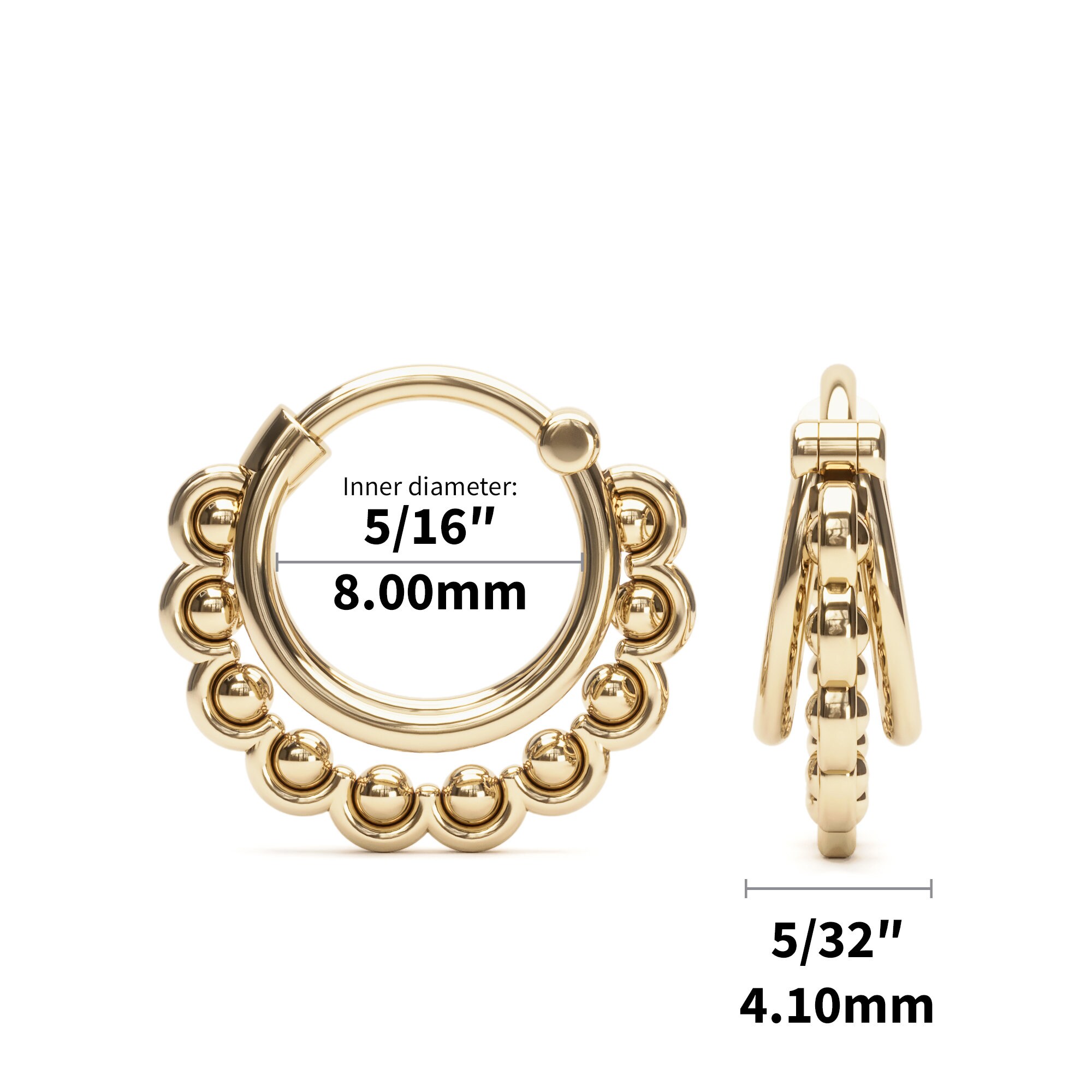 Gold Stacked Septum Ring, 16g Septum Clicker, Septum Piercing, 8mm ...