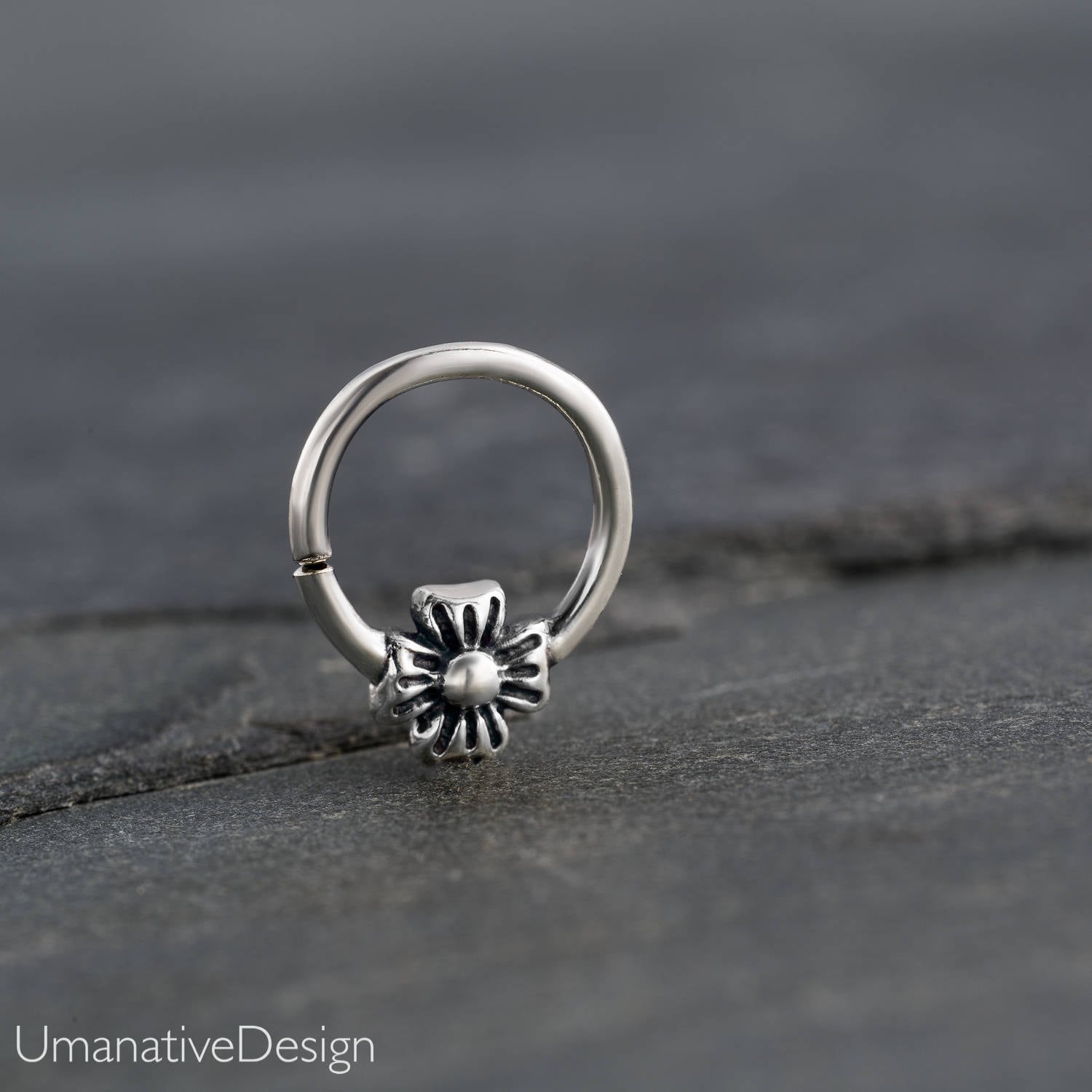 Tiny Septum Ring for Pierced Nose Flower Septum Hoop Floral | Etsy