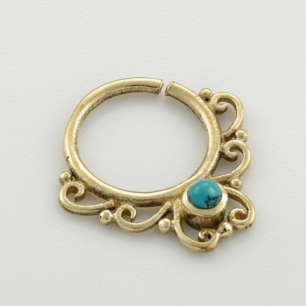 Turquoise Septum Ring. Septum Ring. Septum Piercing. Silver - Etsy
