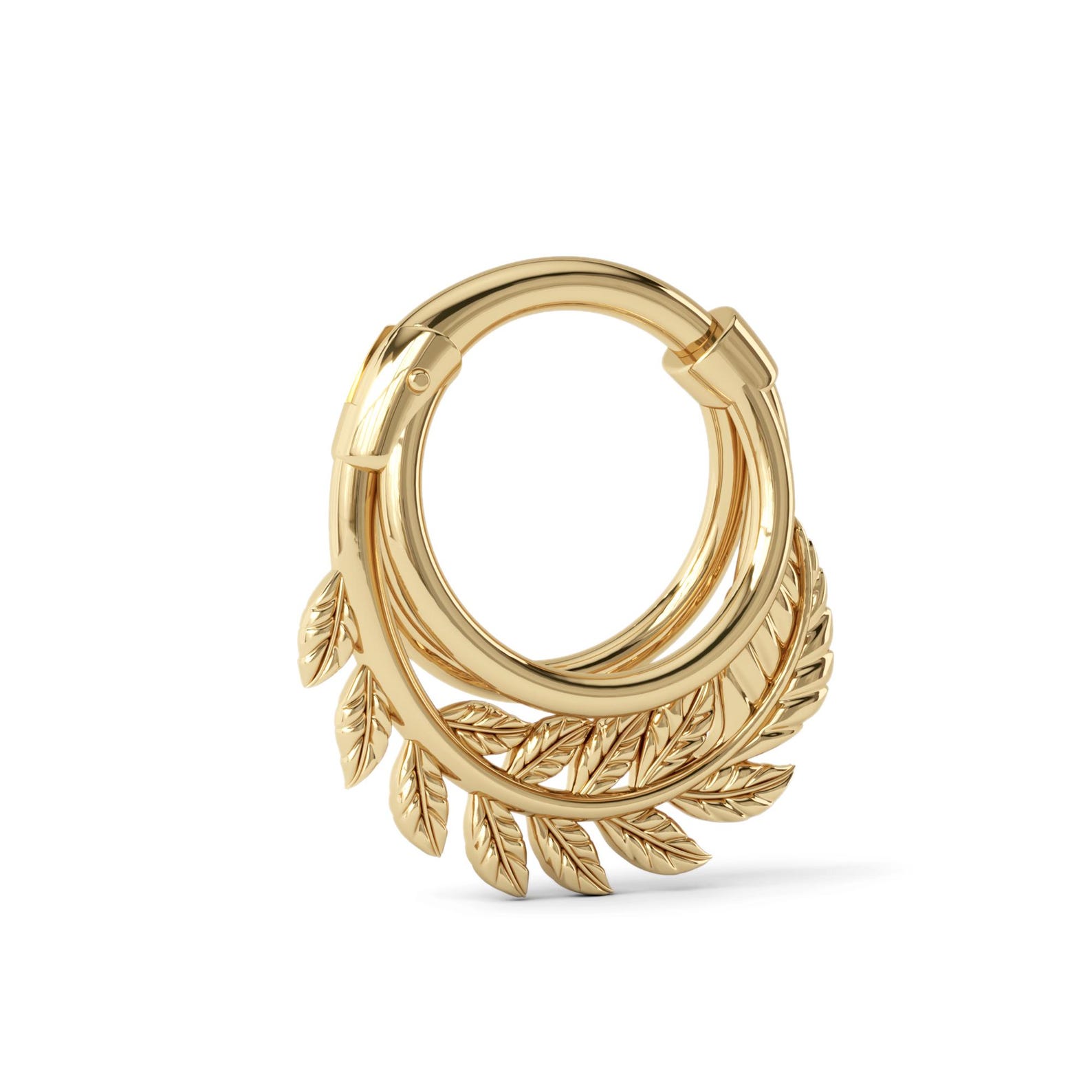 Leaf Stacked Septum Ring, Boho Septum Hoop, 16g Septum Clicker Ring ...