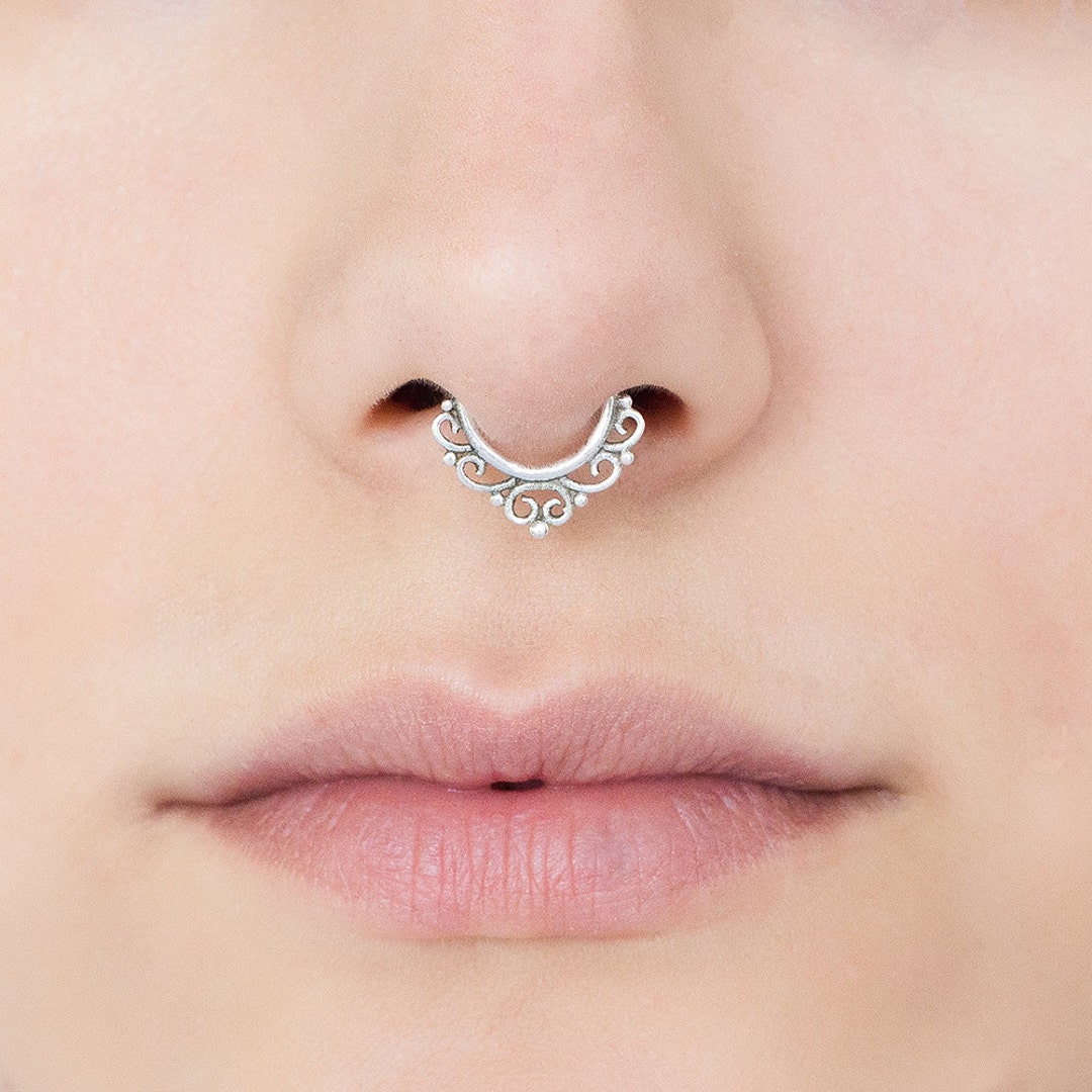 Silver Septum Ring, Indian Septum Ring, Tribal Septum Ring, Septum ...