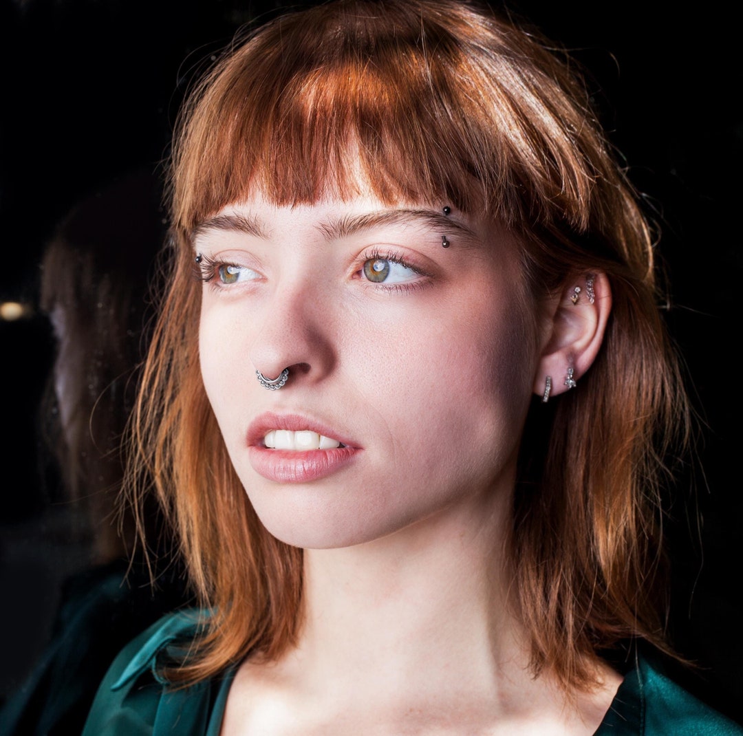 Unique Stacked Septum Ring, Sterling Silver Septum Jewelry, Septum ...