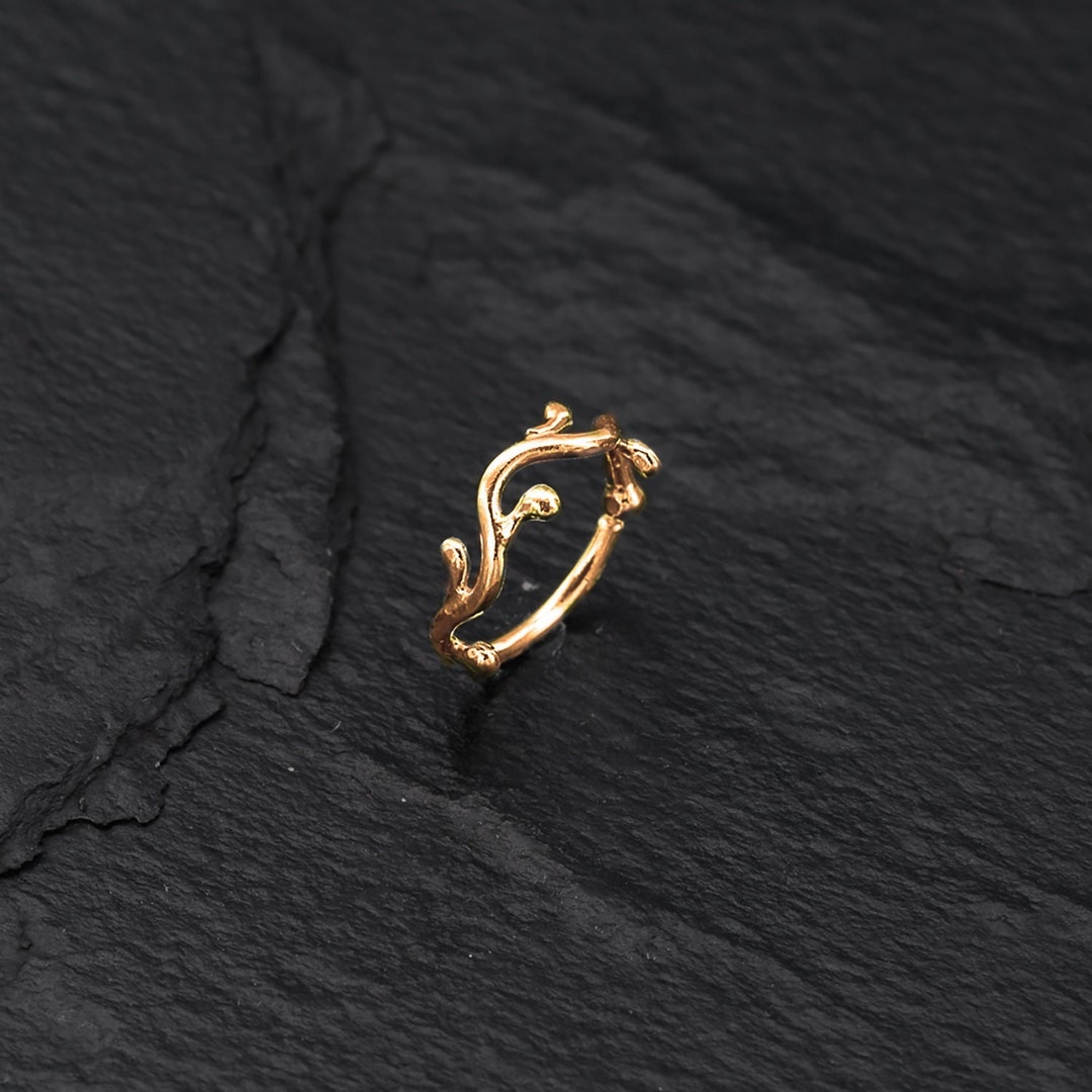 Solid Rose Gold Nose Ring, Indian Nose Ring, Unique Nose Hoop, Tiny ...