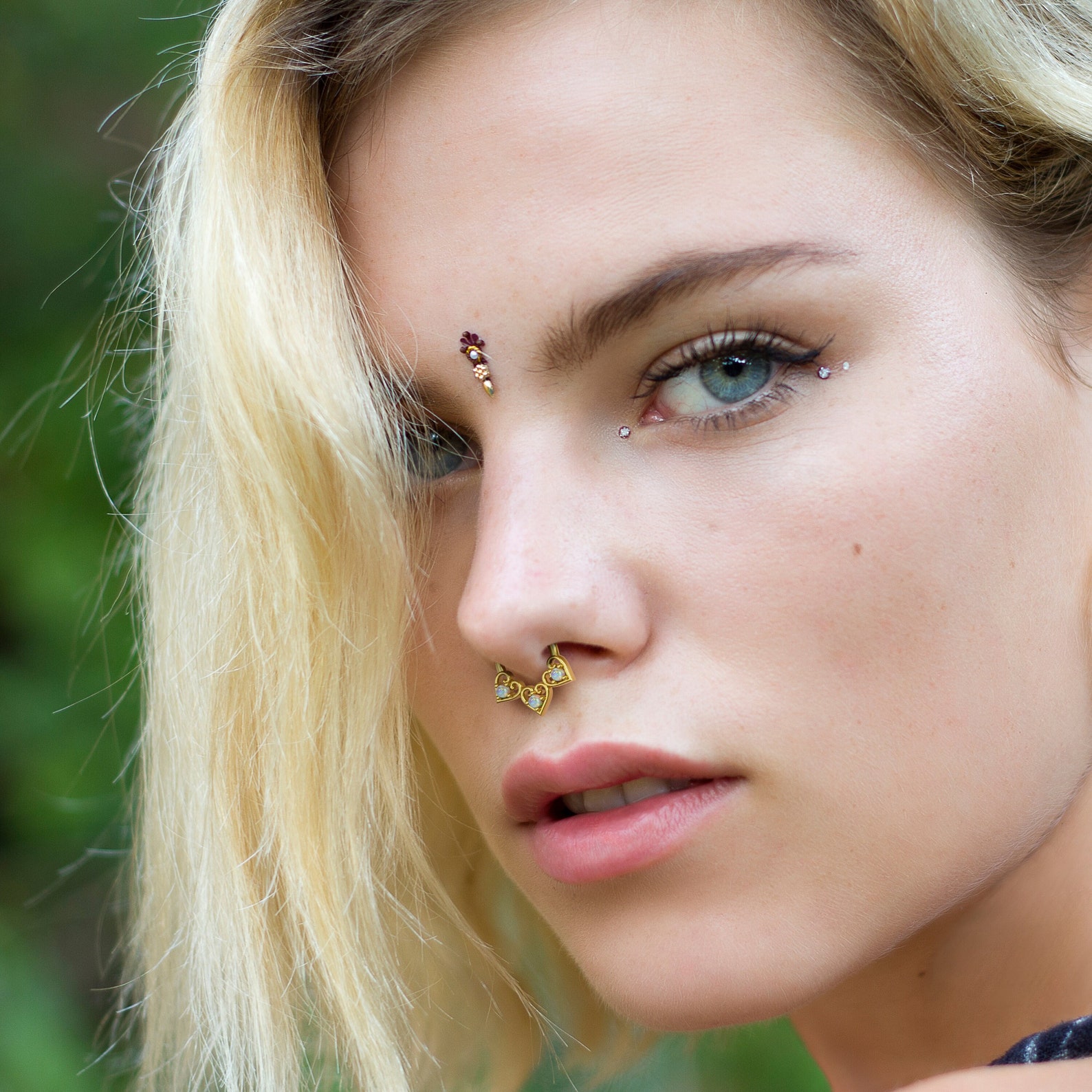 Cute Heart Septum Ring, Opal Septum Hoop, Unique Septum Ring, Clicker ...