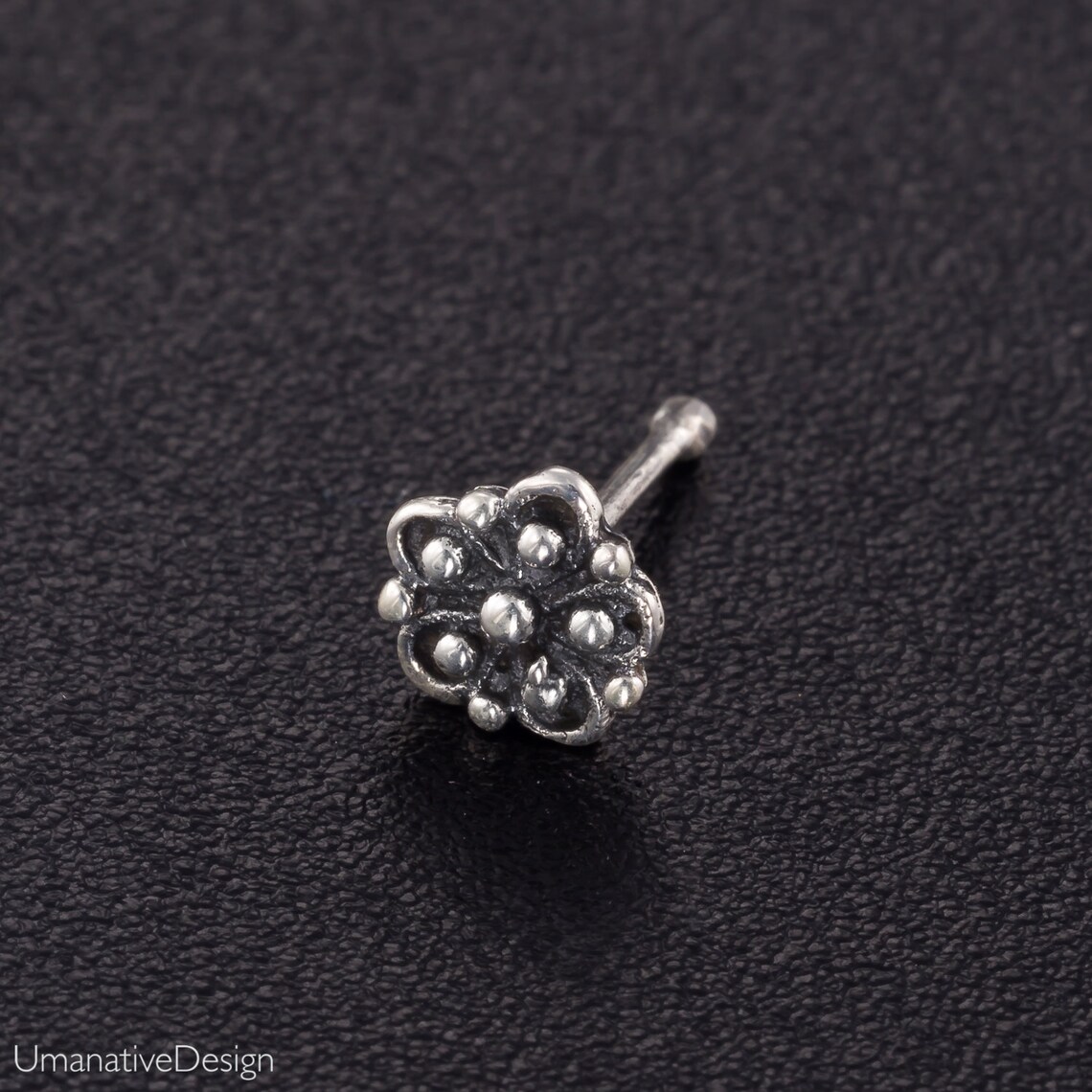 Silver Nose Pin. Tiny Nose Stud, Silver Nose Jewelry, Flower Nose Stud ...