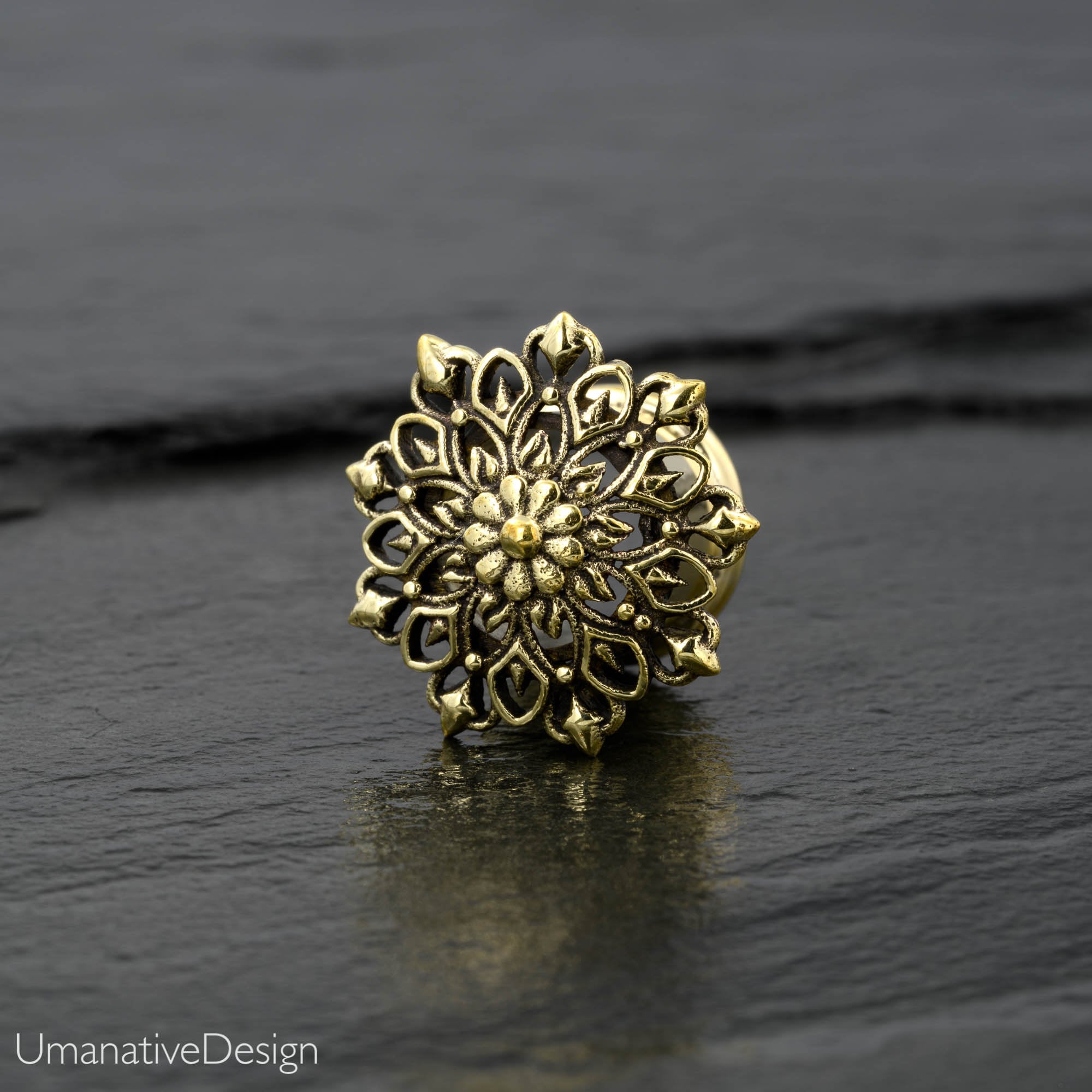 6g Gauges 6g Tunnels 4mm Earrings Lotus Ear Gauges Gold | Etsy