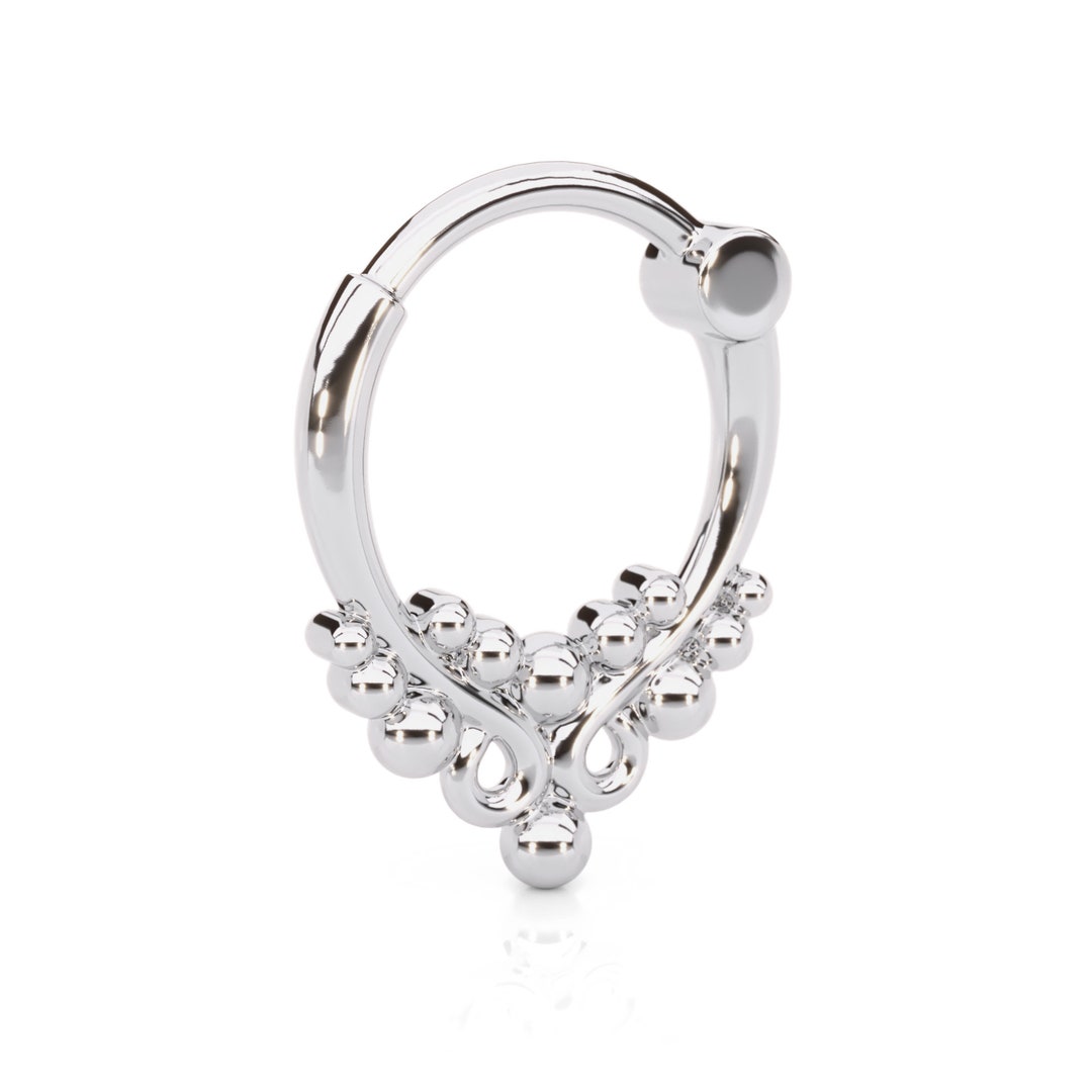 Indian Septum Clicker, Silver Septum Ring, Nose Septum Jewelry, Goth ...