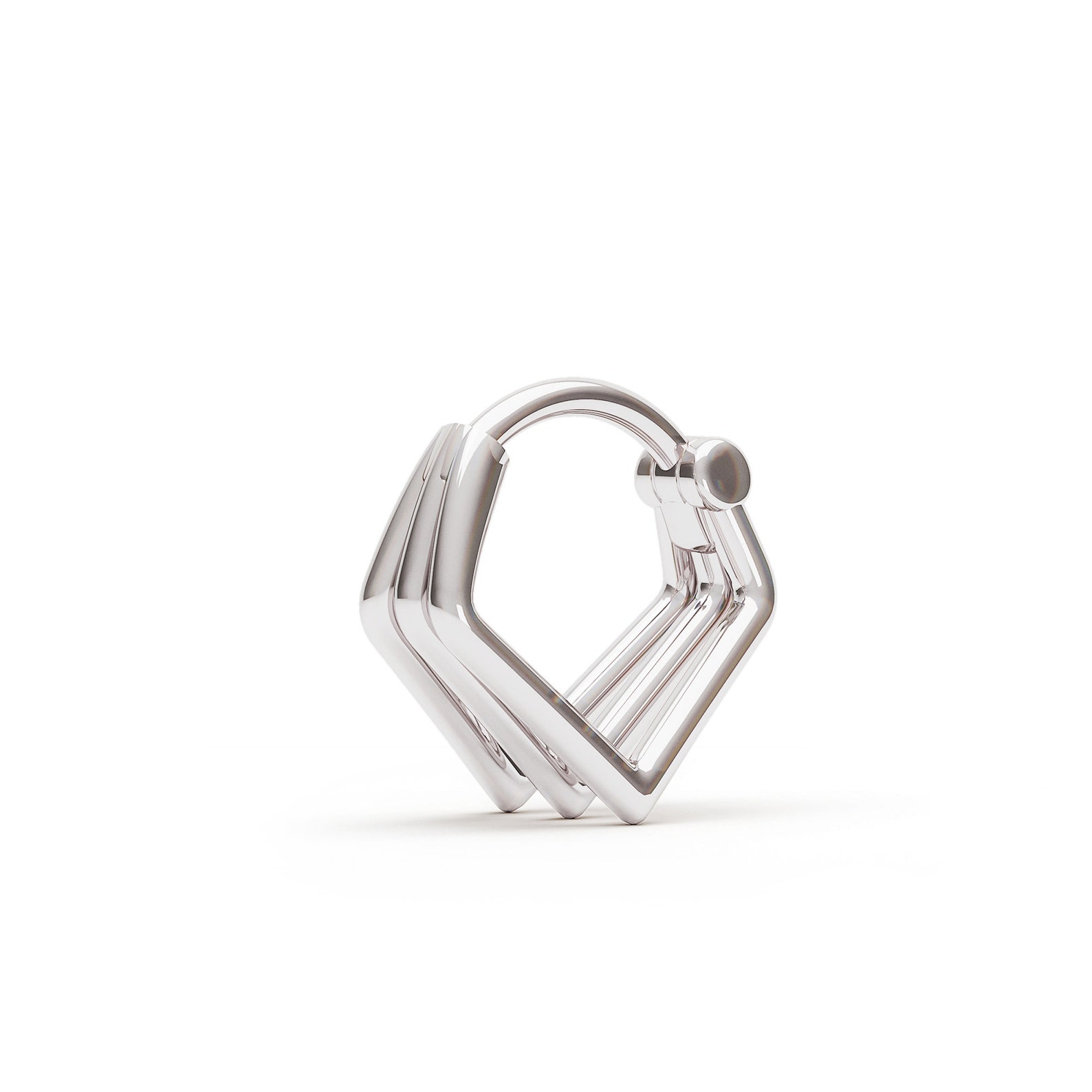 V Shape Septum Ring, 14K Gold Septum Jewelry, Stacked Septum Ring ...