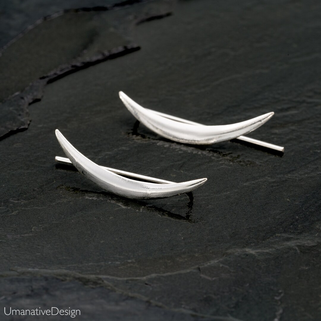 Sterling Silver Ear Crawler Earrings, Silver Ear Climber, Silver Ear ...