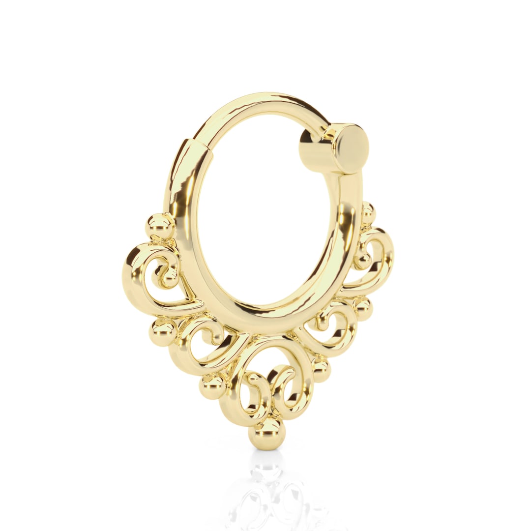 Gold Septum Ring Unique Septum Jewelry 16g Septum Clicker - Etsy
