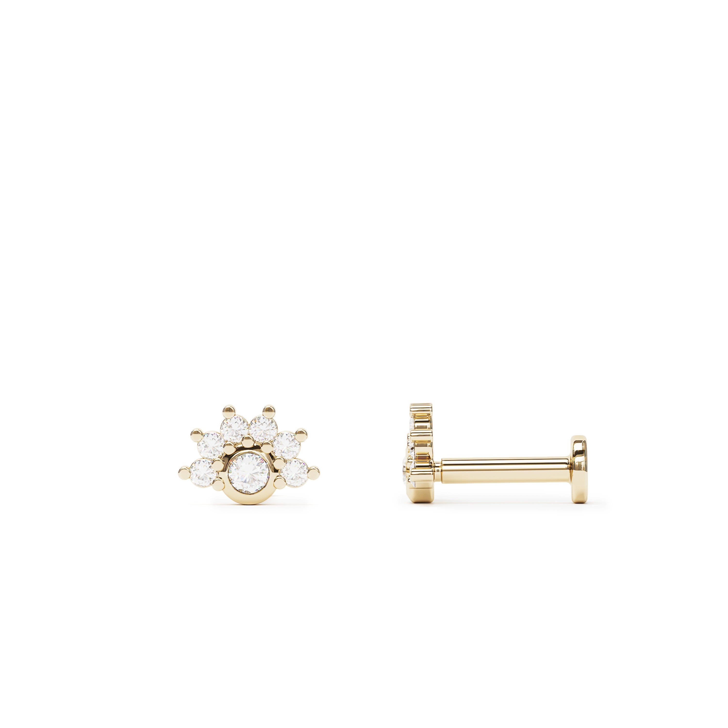 Diamond Helix Stud, Cartilage Piercing, 14K Gold Helix Jewelry, Real ...