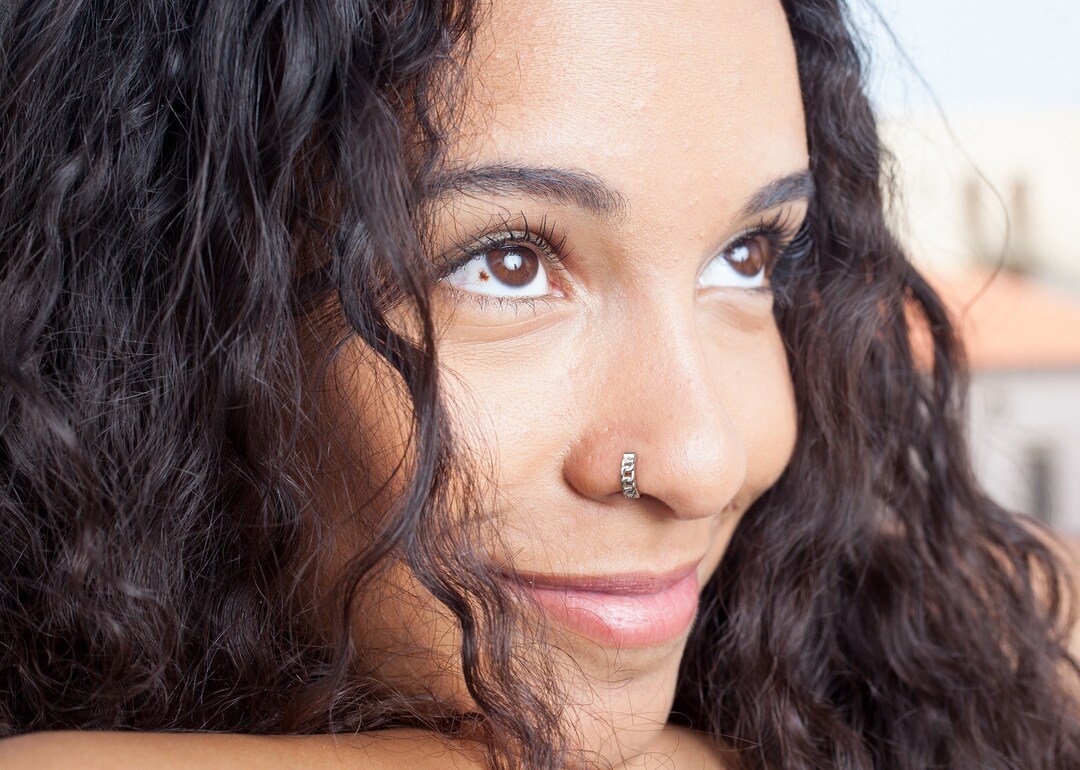 Silver Chain Nose Ring, Nose Ring Hoop, Clicker Nose Ring, Nose ...