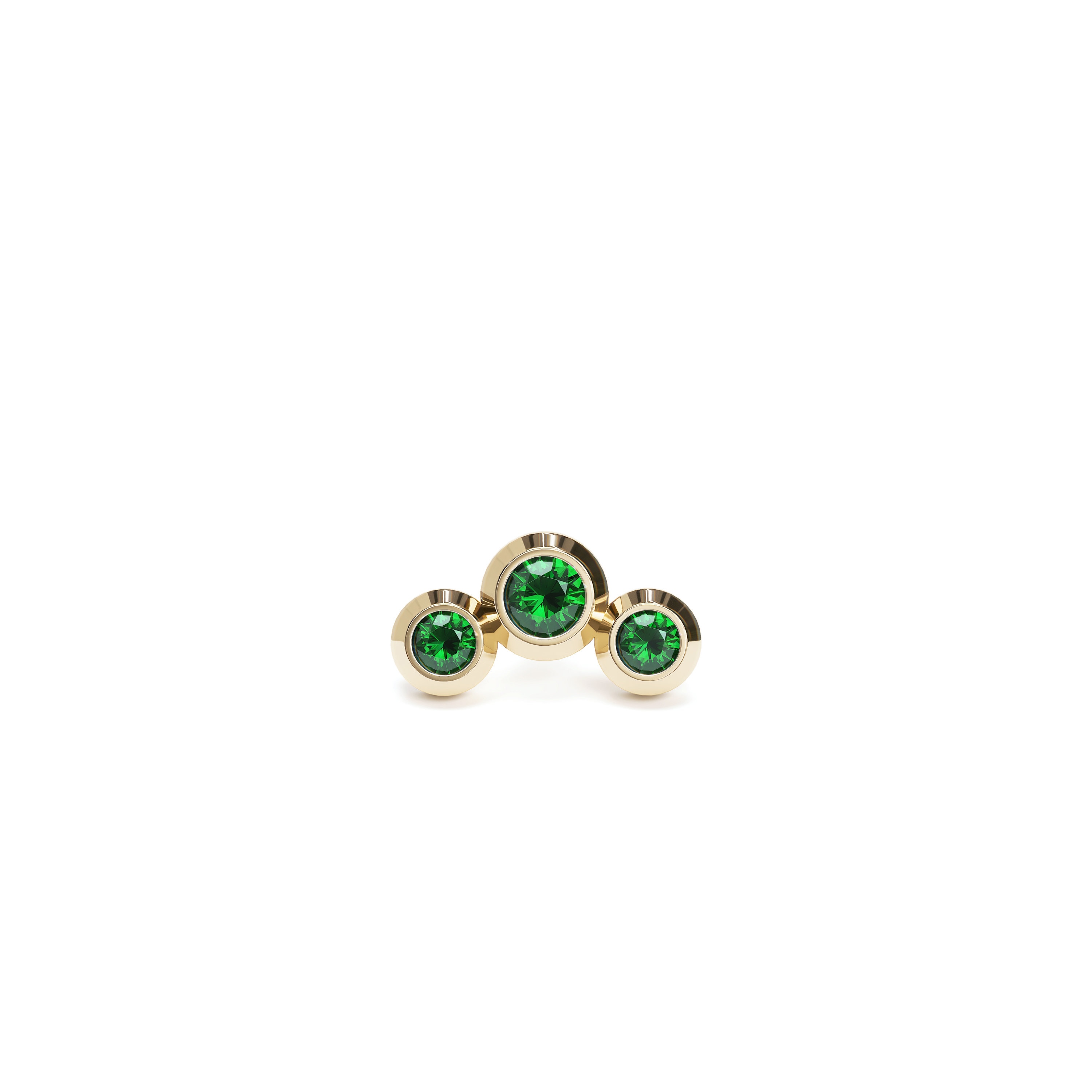 Bezel Set Emerald Helix Stud, Trinity Emerald Stud, 14K Gold Labret ...