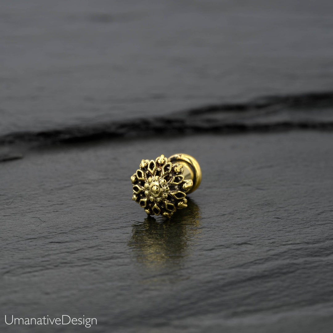 6g Gauges, 6g Tunnels, 4mm Earrings, Lotus Ear Gauges, Gold Ear Tunnels ...