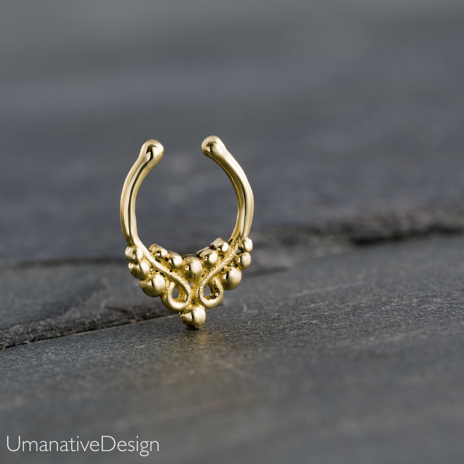 Indian Faux Septum Ring for No Pierced Nose, Fake Septum Ring, Sterling ...