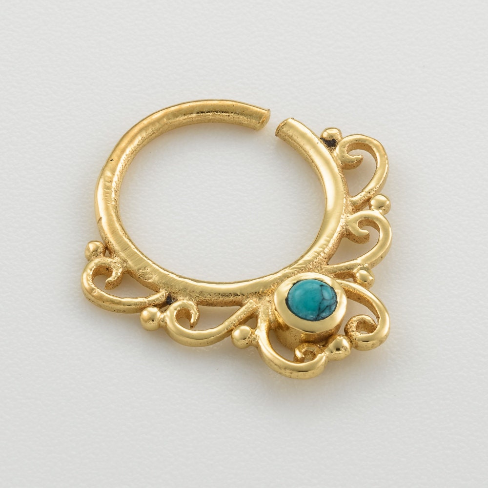Turquoise Septum Ring. Septum Ring. Septum Piercing. Silver - Etsy