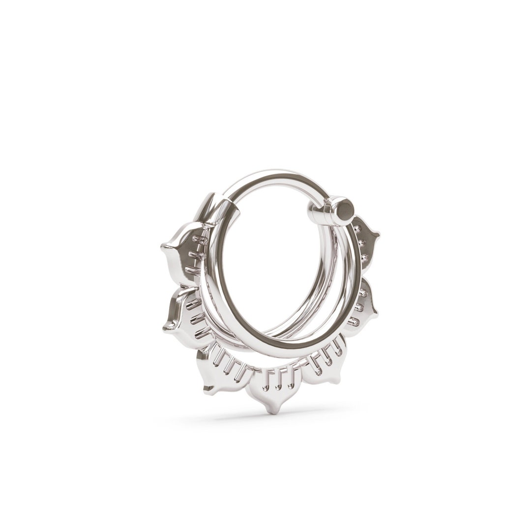 Layered Lotus Septum Ring, Original Lotus Septum Hoop, 16g Septum ...