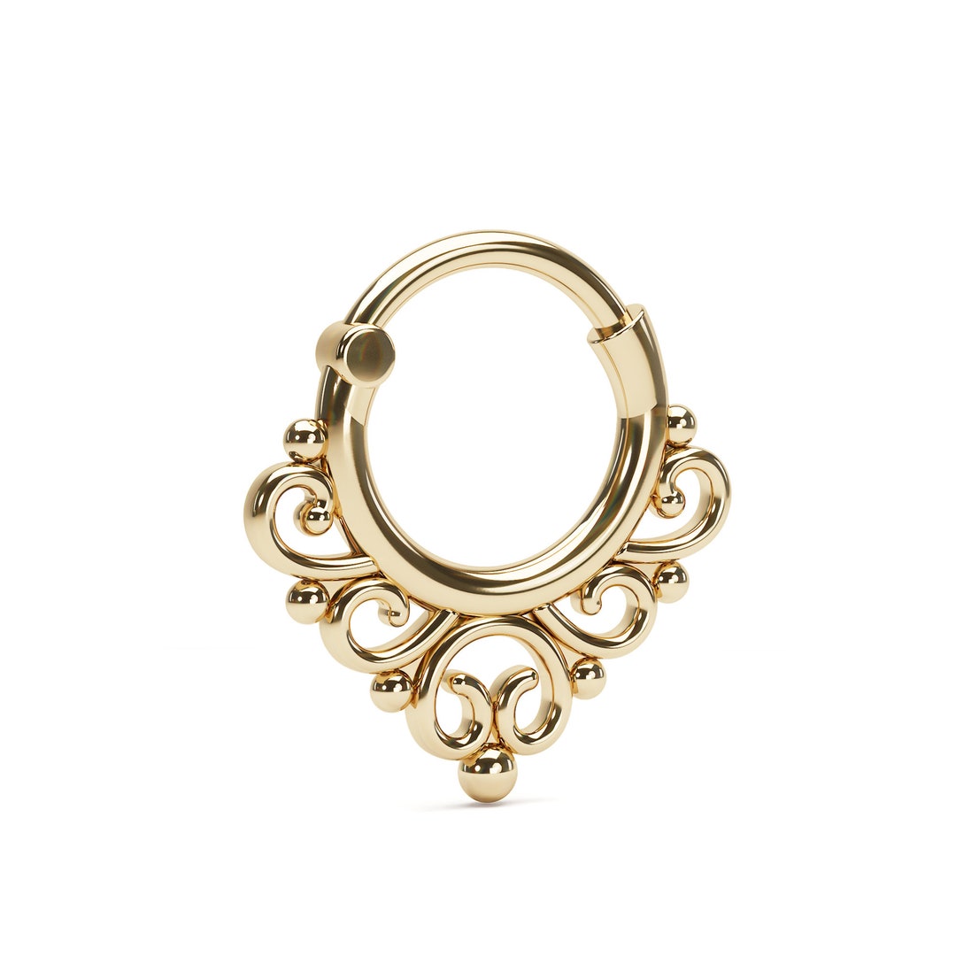 Gold Septum Ring, Unique Septum Jewelry, 16g Septum Clicker, Septum ...