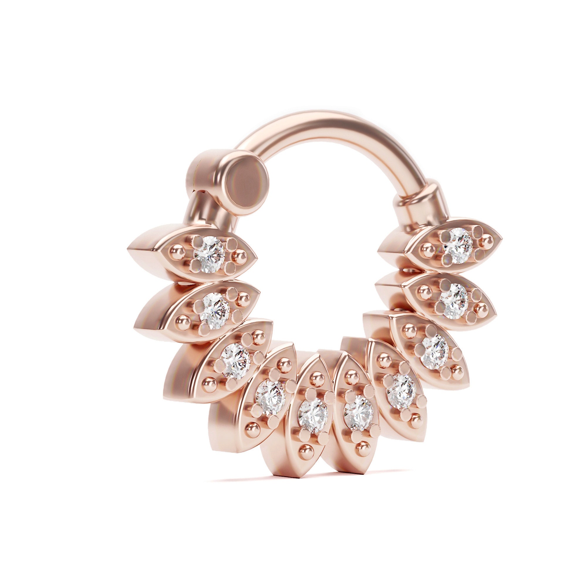 Gold Septum Clicker, Dainty Septum Jewelry, Septum Ring With White ...