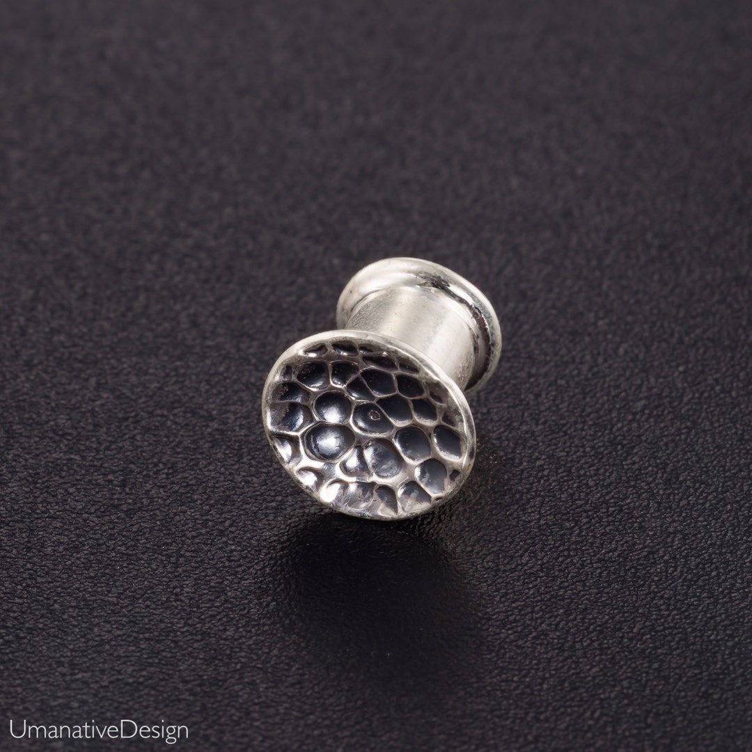 Hammered Silver Plugs. Sterling Silver Plugs. 6g Plugs. 6g Tunnels ...