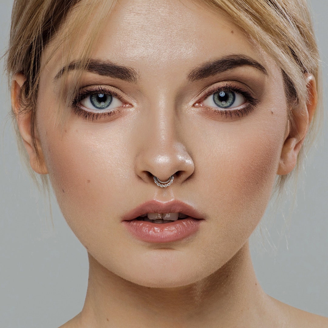 Unique Stacked Septum Ring, Sterling Silver Septum Jewelry, Septum ...