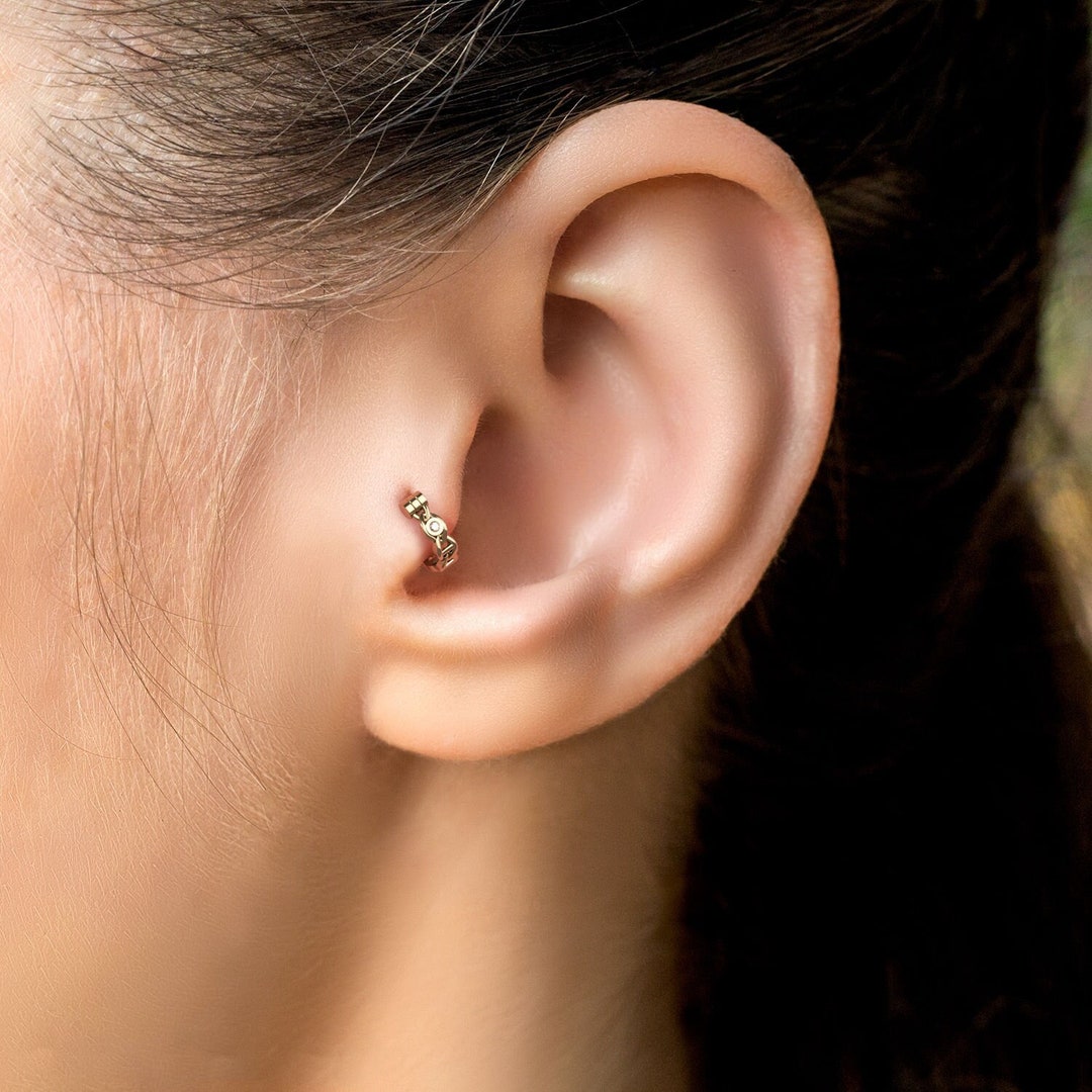 Tragus Earring, 14K Gold Tragus Jewelry, Tragus Piercing, SINGLE ...