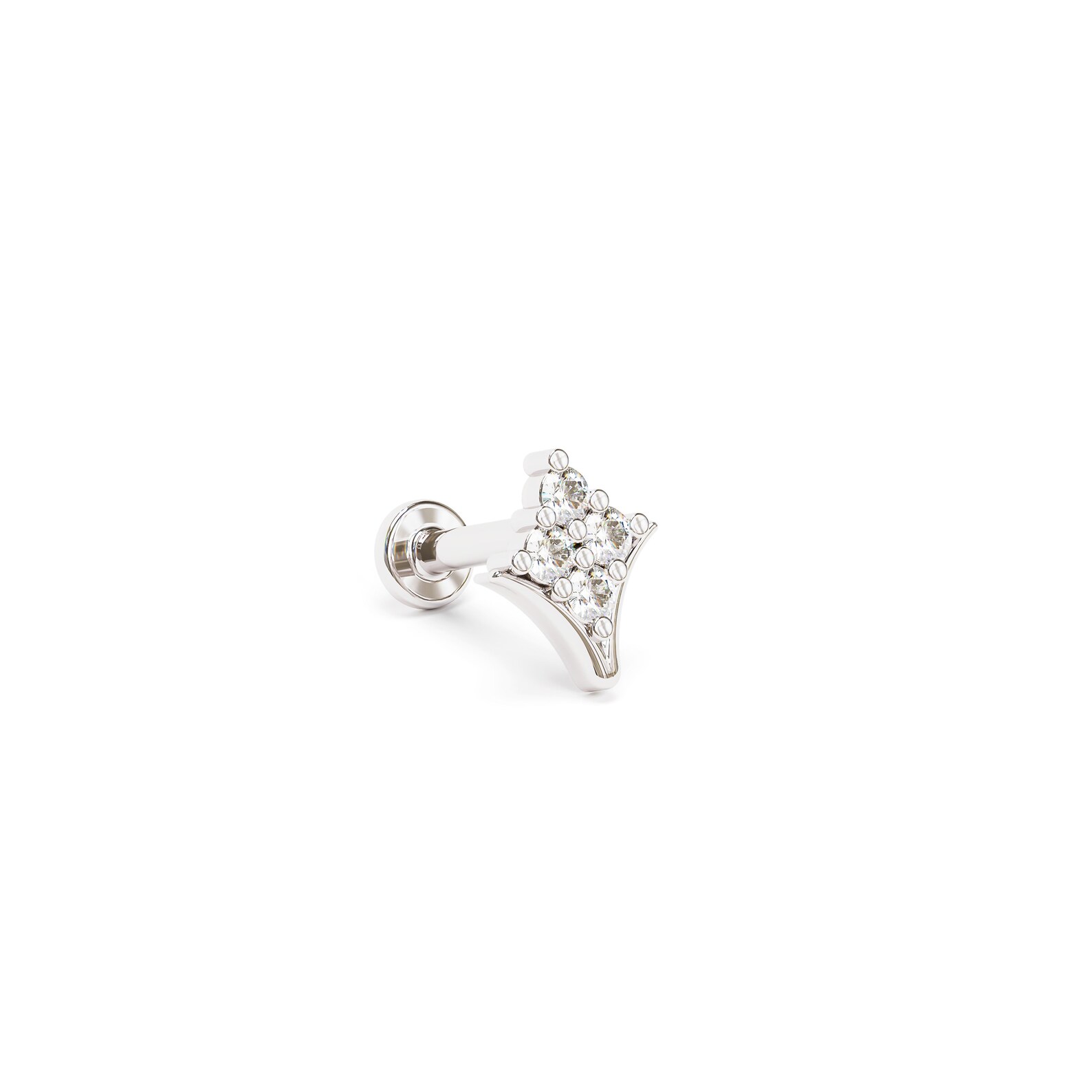 Diamond Cluster Helix Stud, Cartilage Piercing, 14K Gold Helix Jewelry ...