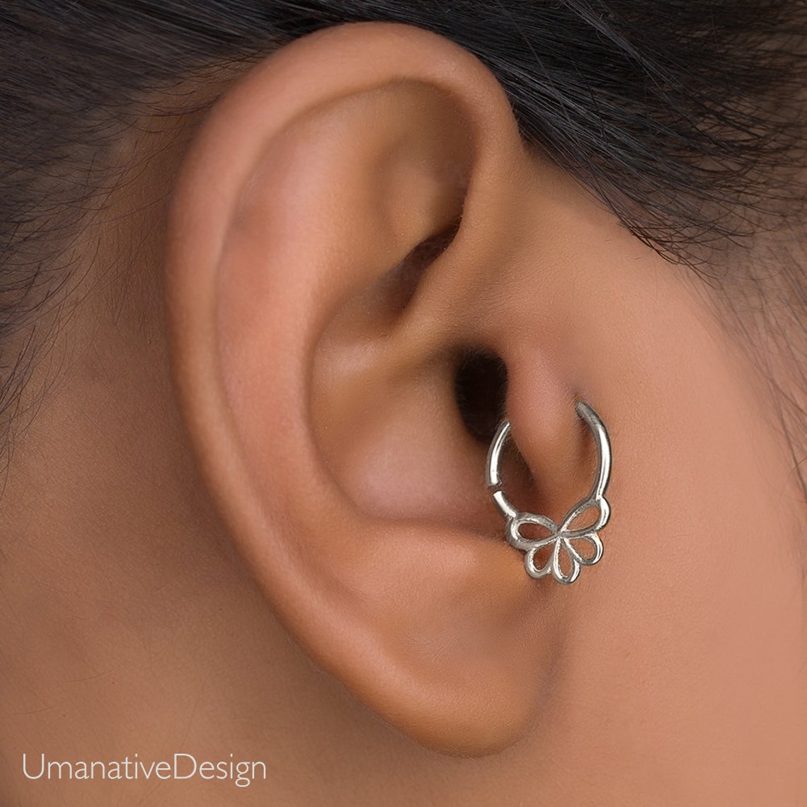 Flower Tragus Hoop Gold Tragus Earring Boho Hoop Earring - Etsy