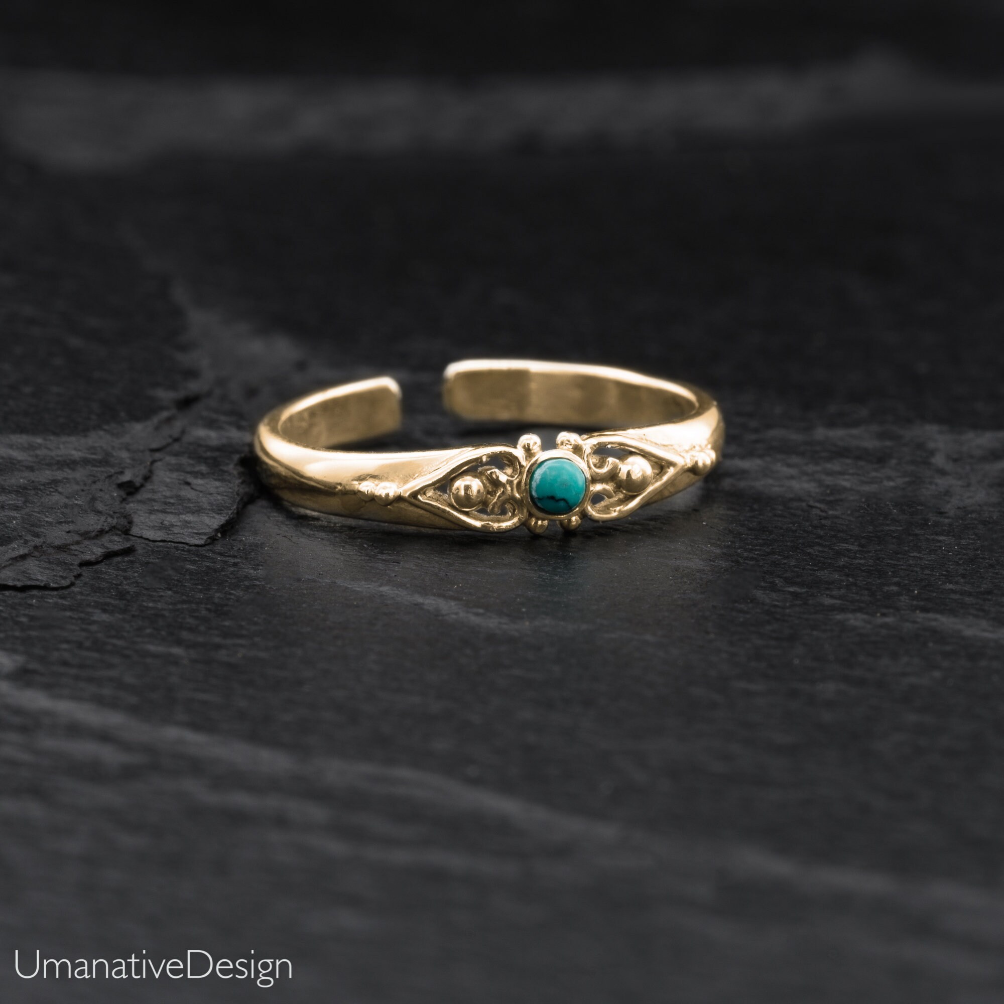 Thin Band Toe Ring With Turquoise Gemstone Ring Toe Ring for | Etsy