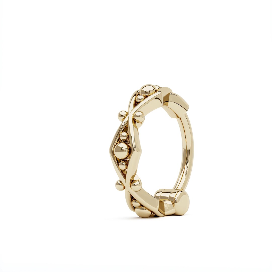 14K Gold Nose Ring, Small Nose Ring Hoop, Geometric Nose Hoop, Gold ...
