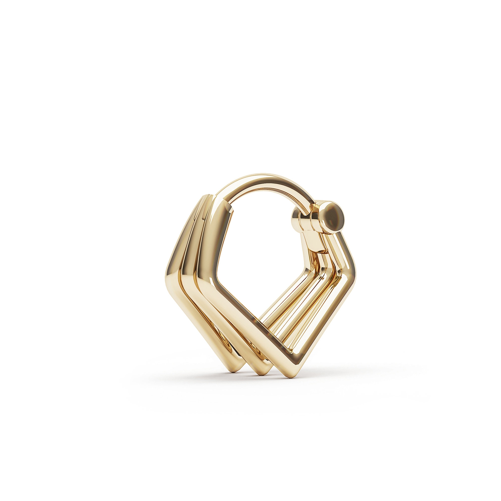 V Shape Septum Ring, 14K Gold Septum Jewelry, Stacked Septum Ring ...