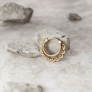 Gold Stacked Septum Ring, 16g Septum Clicker, Septum Piercing, 8mm ...