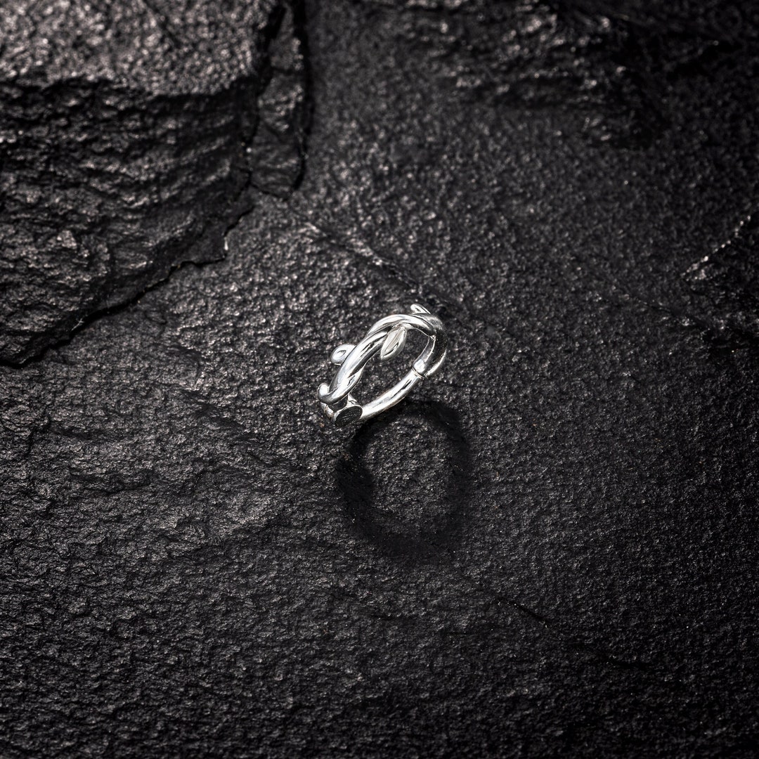 Twist Leaf Hoop Clicker, Silver Leaf Helix Hoop, Rope Hoop Earring ...