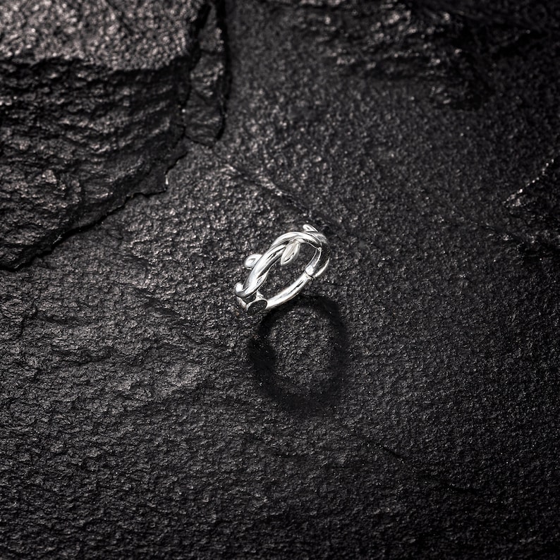 Twist Leaf Hoop Clicker Silver Leaf Helix Hoop Rope Hoop - Etsy