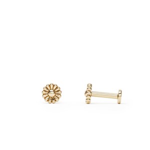 16G Tiny 14K Gold Flat Back Stud, 14K Internal Threaded Labret, 14K ...