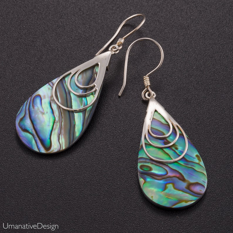 Abalone Shell Earrings With Sterling Silver - Etsy