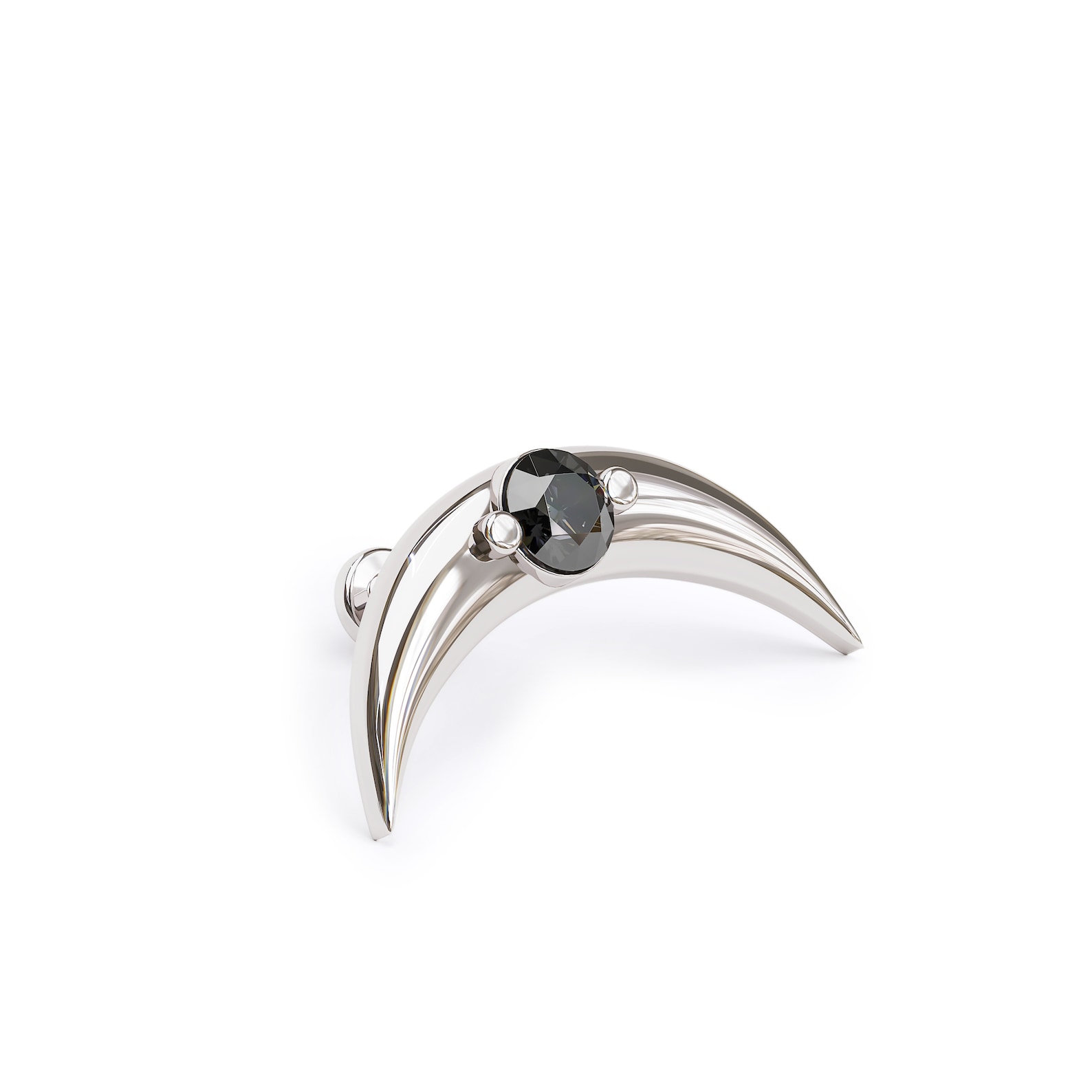 14K Gold Diamond Crescent Moon Helix Stud, Curved Helix Labret Stud ...