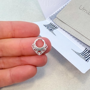 Stacked Septum Ring, Sterling Silver Septum Hoop, 16g Septum Ring ...