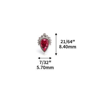 Teardrop Ruby Cartilage Piercing Jewelry 14K Solid Gold, 16G Gold ...