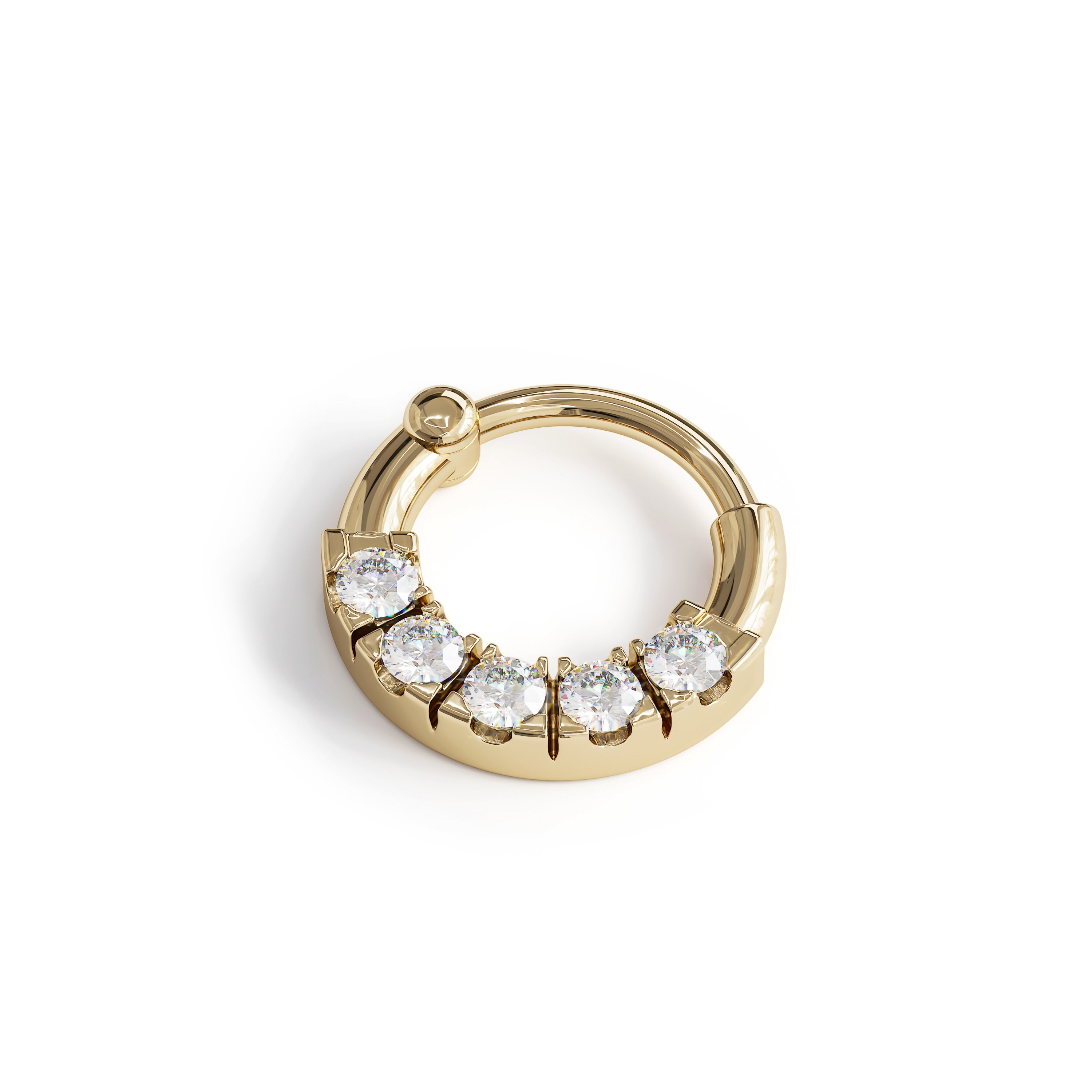 Daith Hoop Earring, Diamond Daith Ring, 14K Gold Clicker Hoop, Solid ...