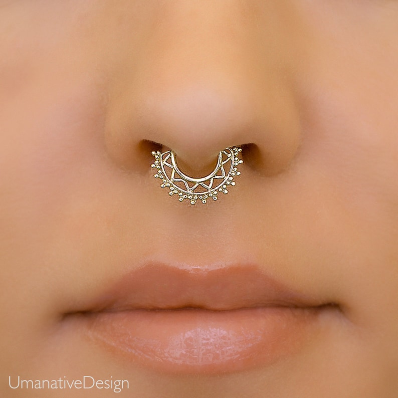 Tiny Gold Septum Ring for Pierced Nose Septum Piercing 18 - Etsy