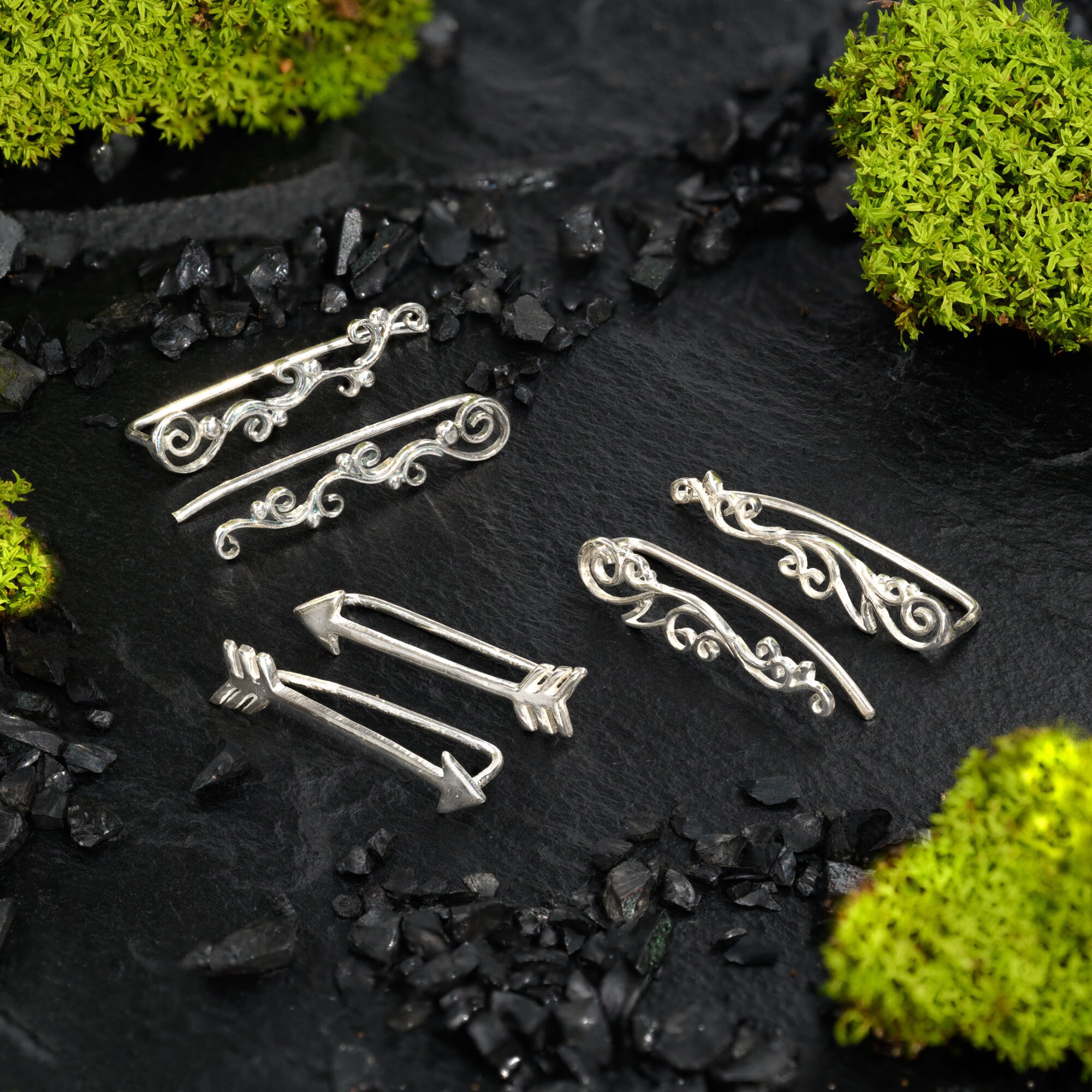 Set of 3 Ear Climbers Ear Crawler Earrings Silver Ear | Etsy